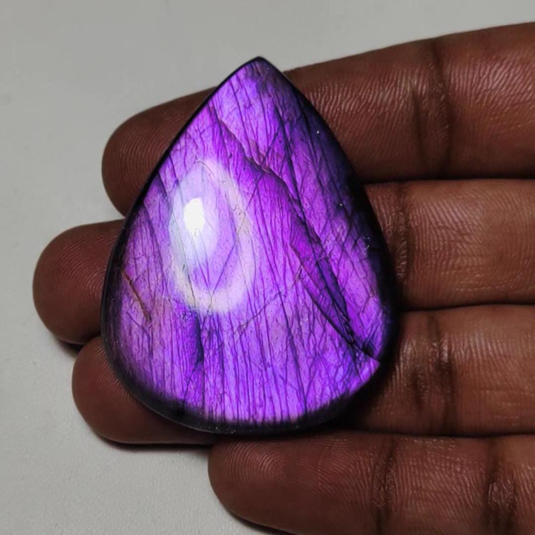AAA Grade Purple Flash Labradorite Cabochon / Unique Labradorite Pear ...