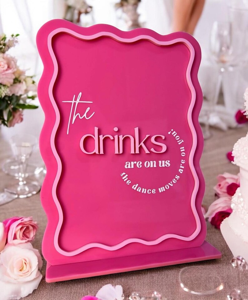 CUSTOM ACRYLIC DRINK Sign “the Drinks Are on Us” Party Sign Party Drink ...