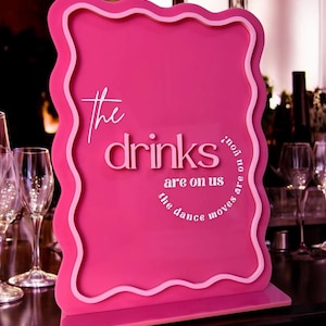 Custom Acrylic Drink Sign: "the Drinks Are on Us" Party Decor - Etsy