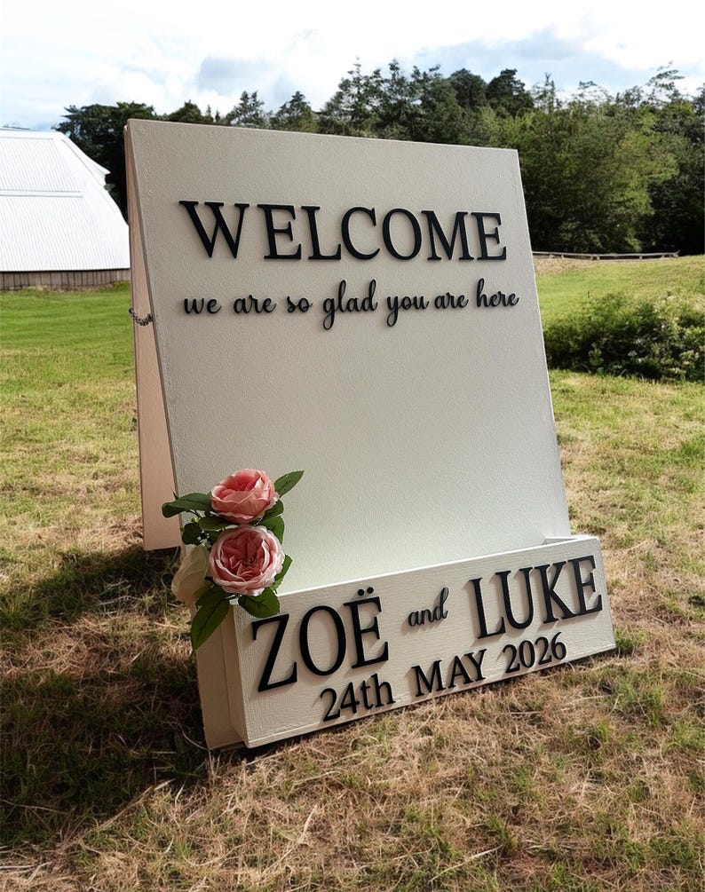 Personalised Floral Welcome Sign: UK Wedding, Custom Acrylic Lettering ...