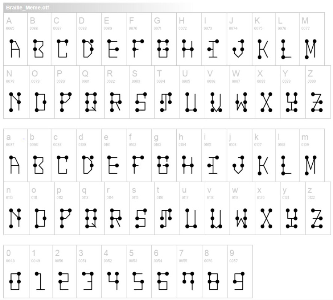 Braille Meme Font Basic Font Modern Font - Etsy Ireland