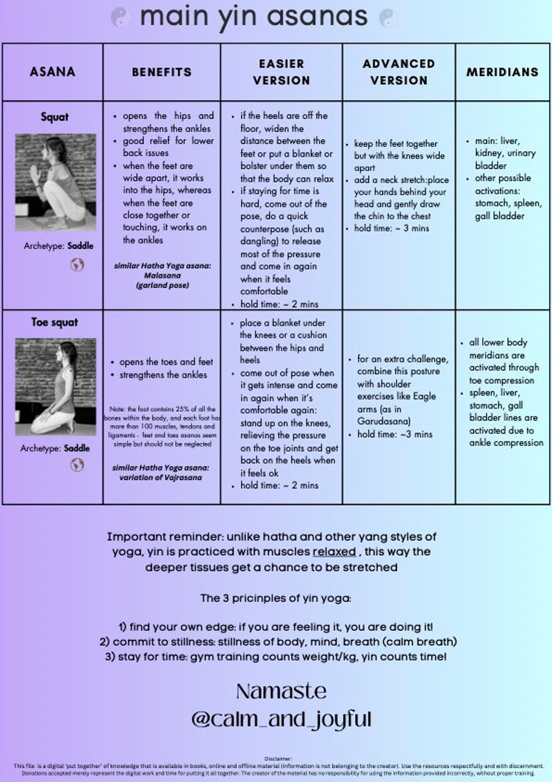 YIN YOGA ASANAS - Etsy