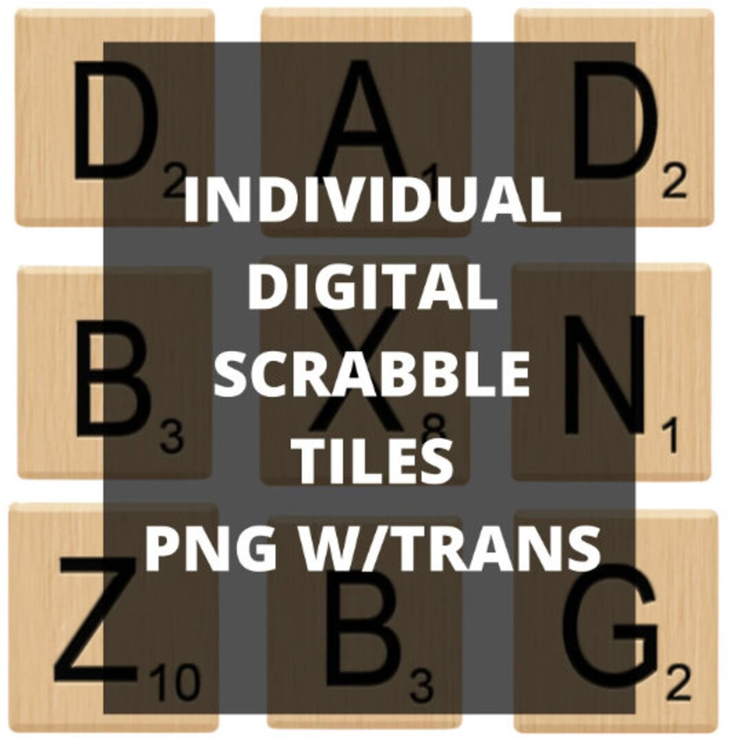 Set of 27 Digital Scrabble Letters PNG With Transparency - Etsy