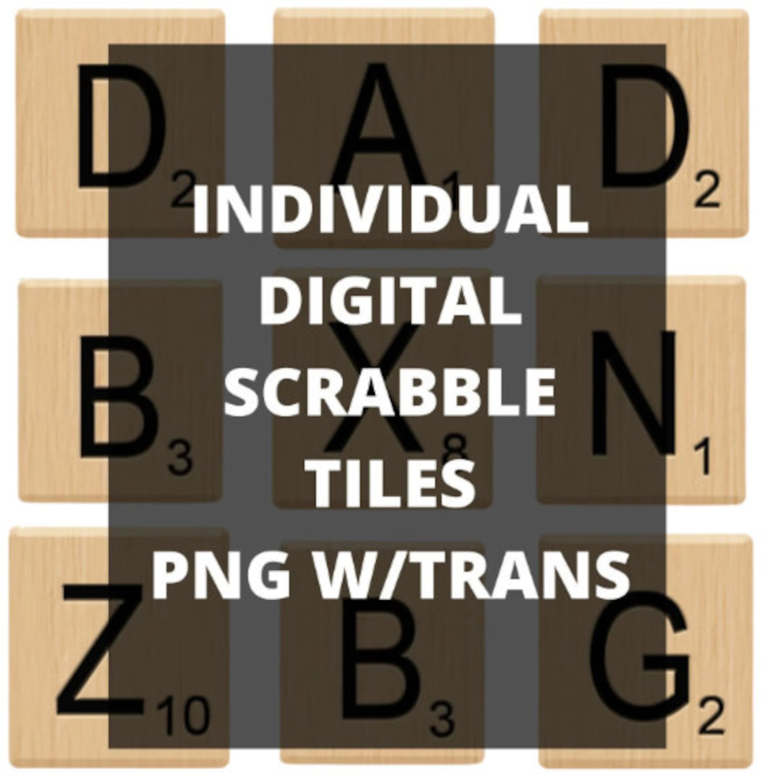 Set of 27 Digital Scrabble Letters PNG With Transparency - Etsy