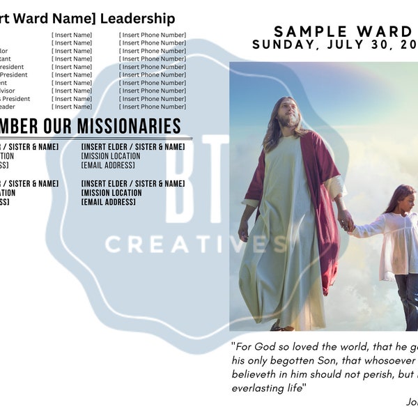 Church Bulletin Template - Etsy