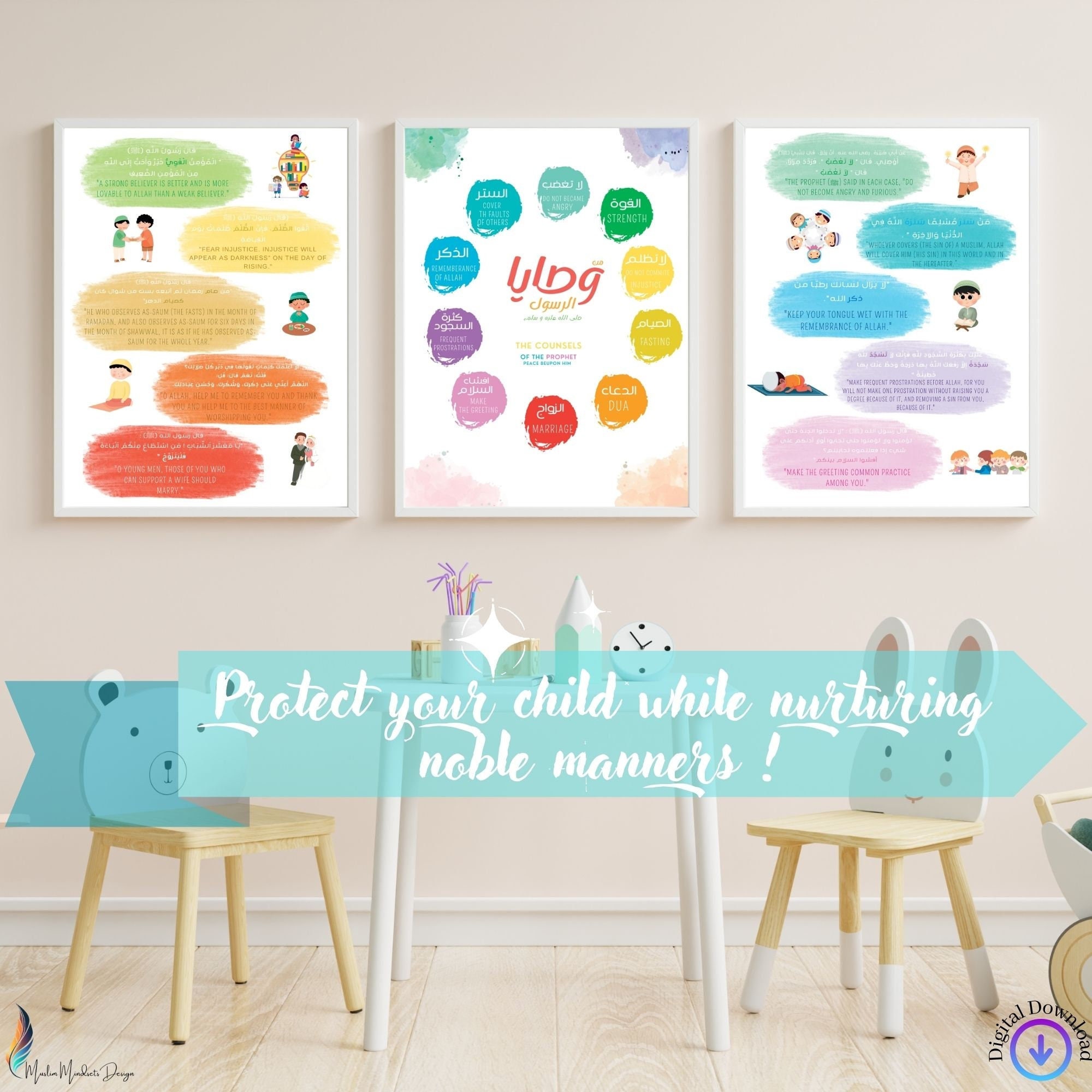 Kids Islamic Wall Art , Prophet Muhammad's Counsels, Islamic Gifts ...
