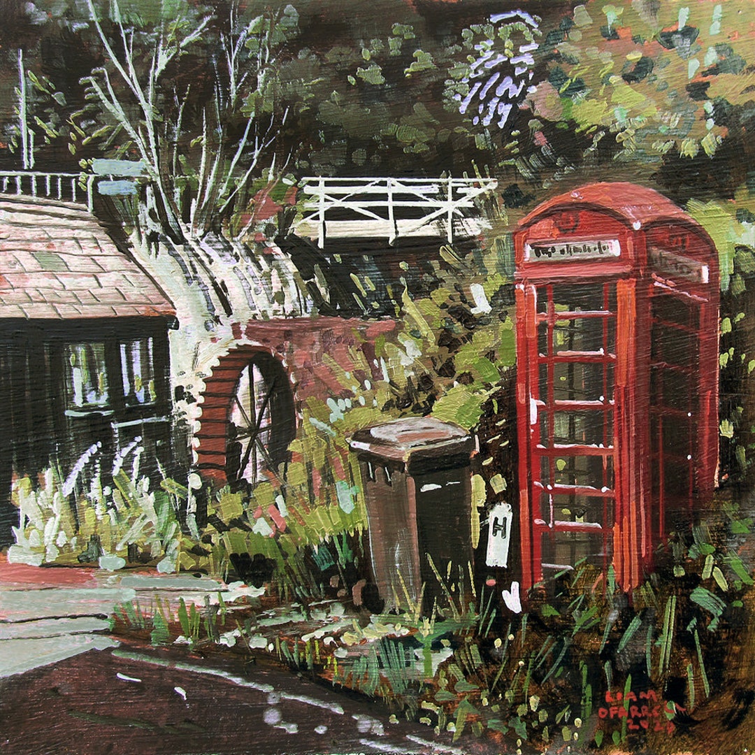 A Painting of a Red Telephone Box in East Pennard, Somerset - Etsy UK