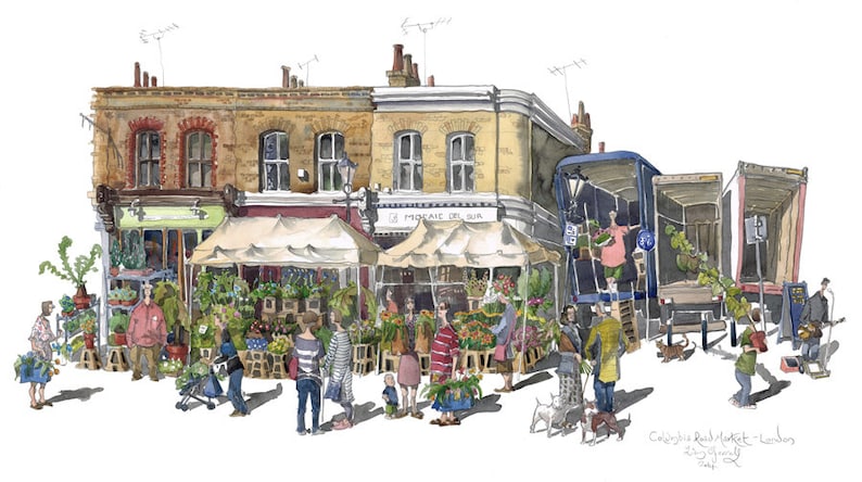 Limited Edition Print of Columbia Road Market, London, Painting ...