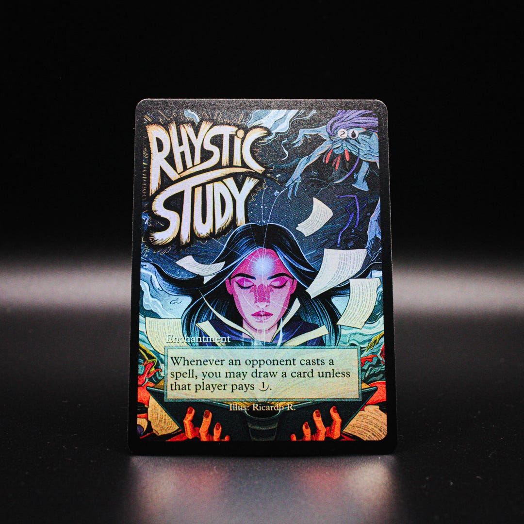 FOIL Rhystic Study MTG Custom Cards, Commander Alternate Art Magic MTG Alters Full Art - Etsy