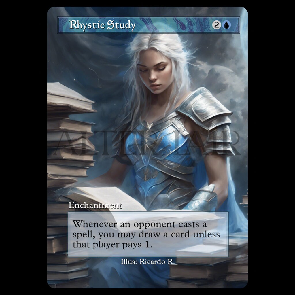Rhystic Study MTG Custom Cards, Commander Alternate Art Magic MTG Alters Full Art - Etsy