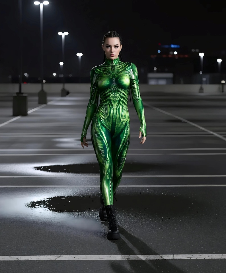 Women Sexy Armor Costume 3D Printed Cyberpunk Bodysuit Halloween Zentai ...