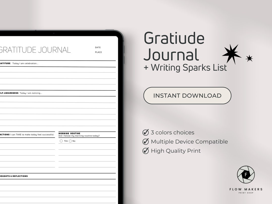 Gratitude Journal Planner Template, Printable Gratitude Journal, Self ...