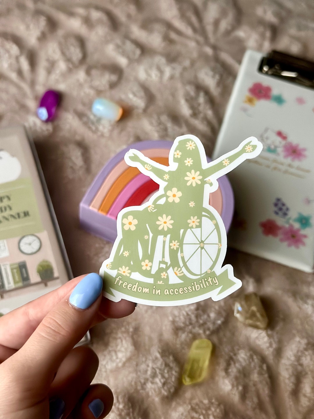 Freedom in Accessibility Wheelchair With Flowers Waterproof Vinyl ...