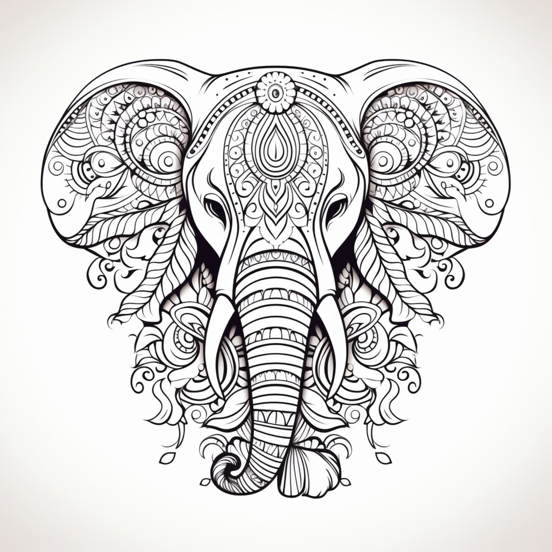 Elephant Line Mandala Art Print, Elephant Artinstant Download Printable ...