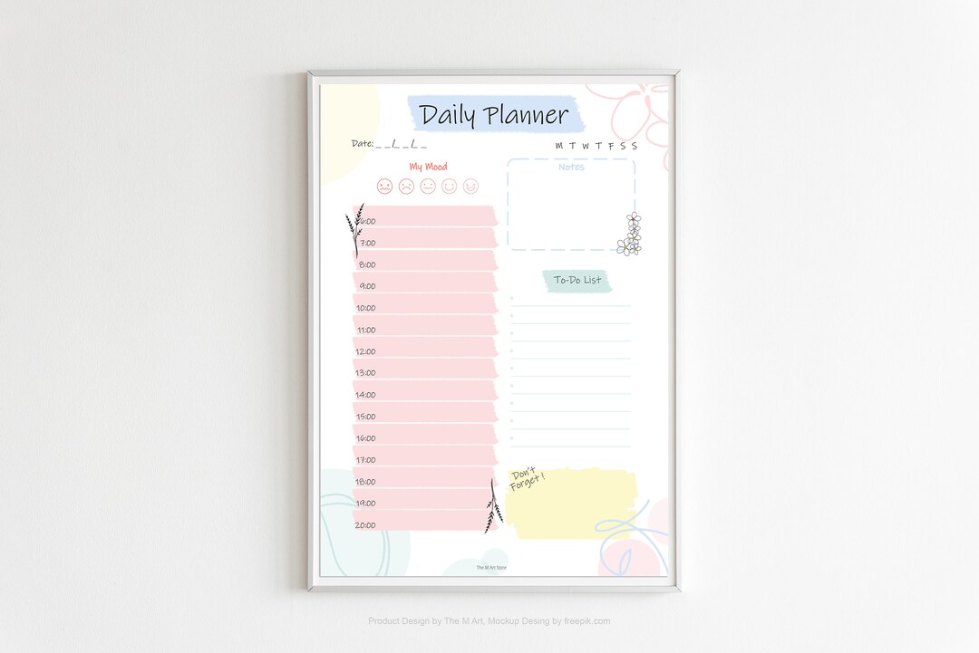 Cute Printable Planner, Minimalist Daily Planner, A4 Size, Day ...