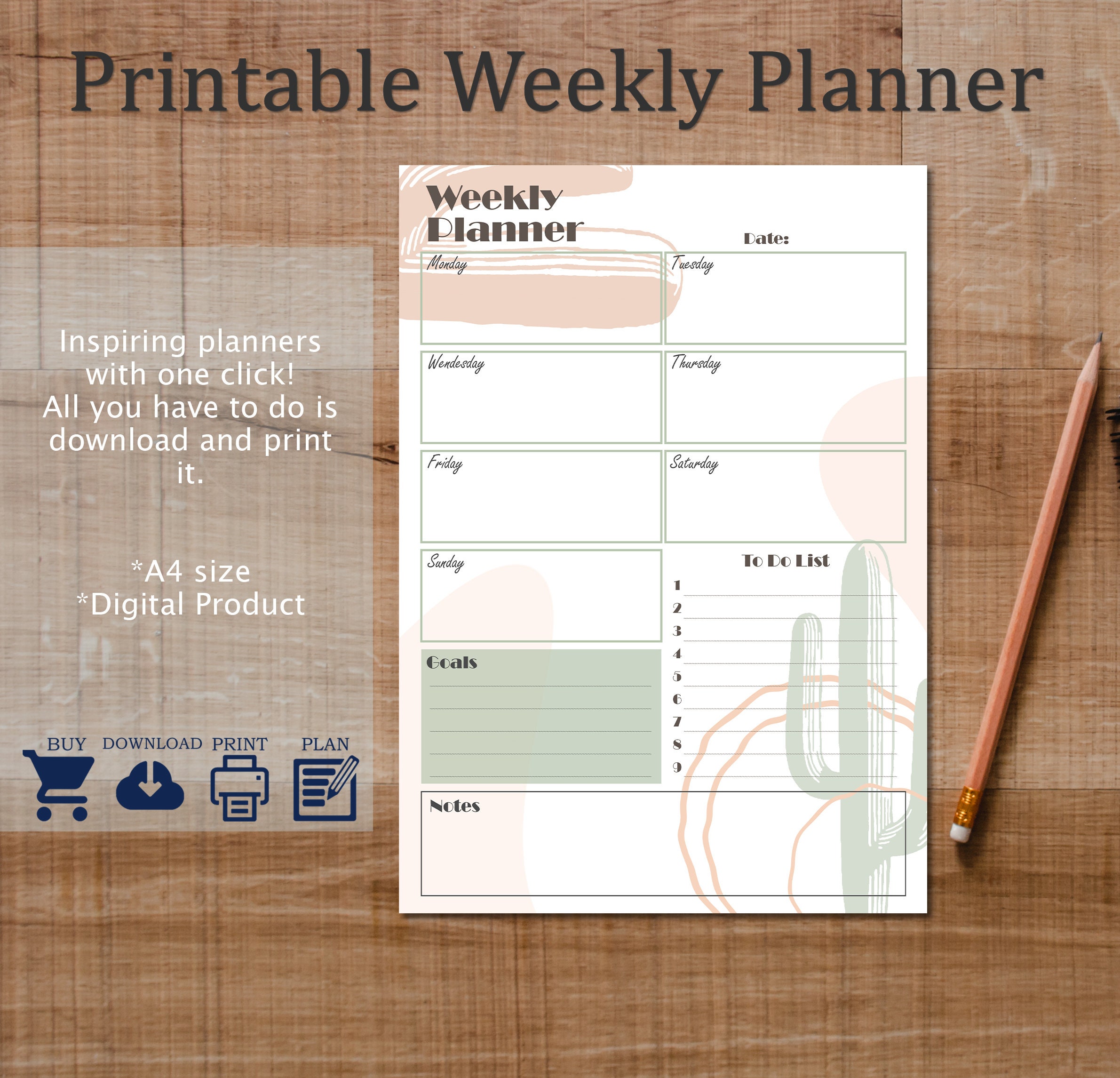 Digital Printable Planner Minimalist Weekly Planner Digital - Etsy