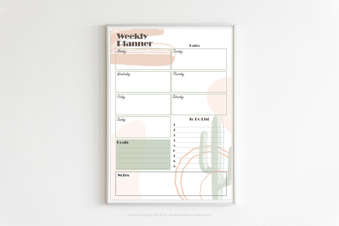 Digital Printable Planner Minimalist Weekly Planner Digital - Etsy