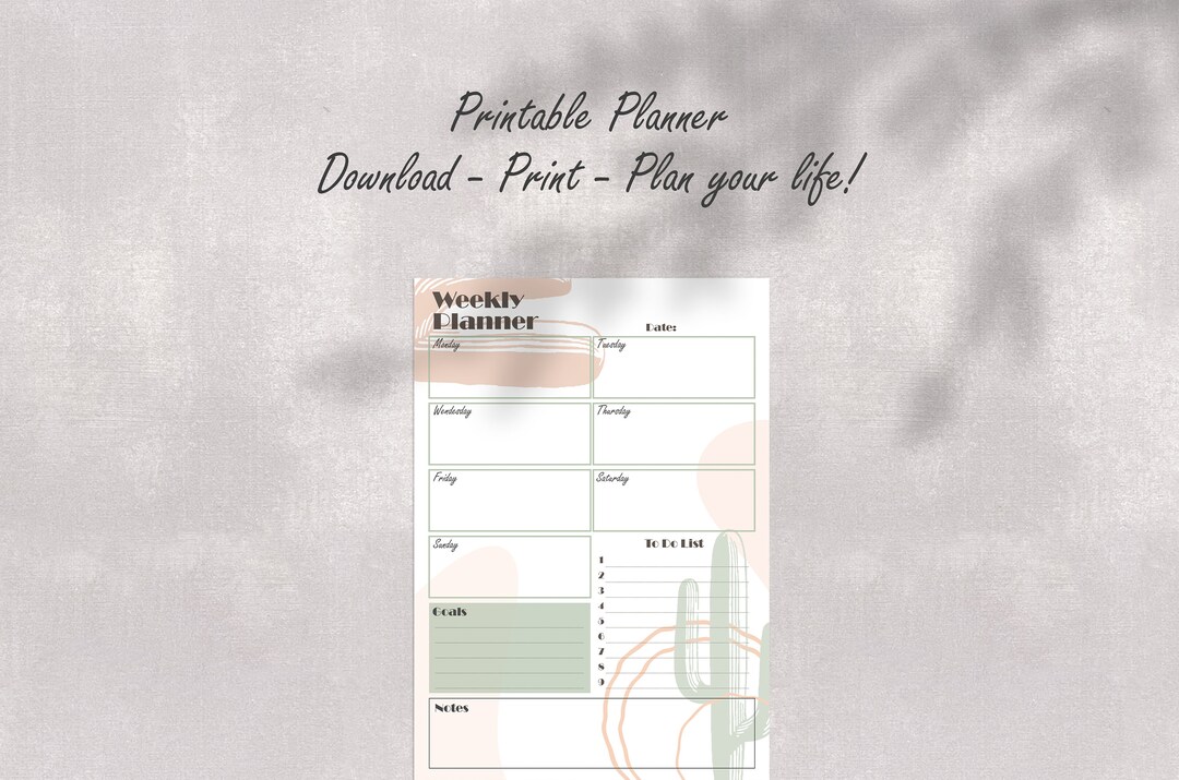 Digital Printable Planner Minimalist Weekly Planner Digital - Etsy