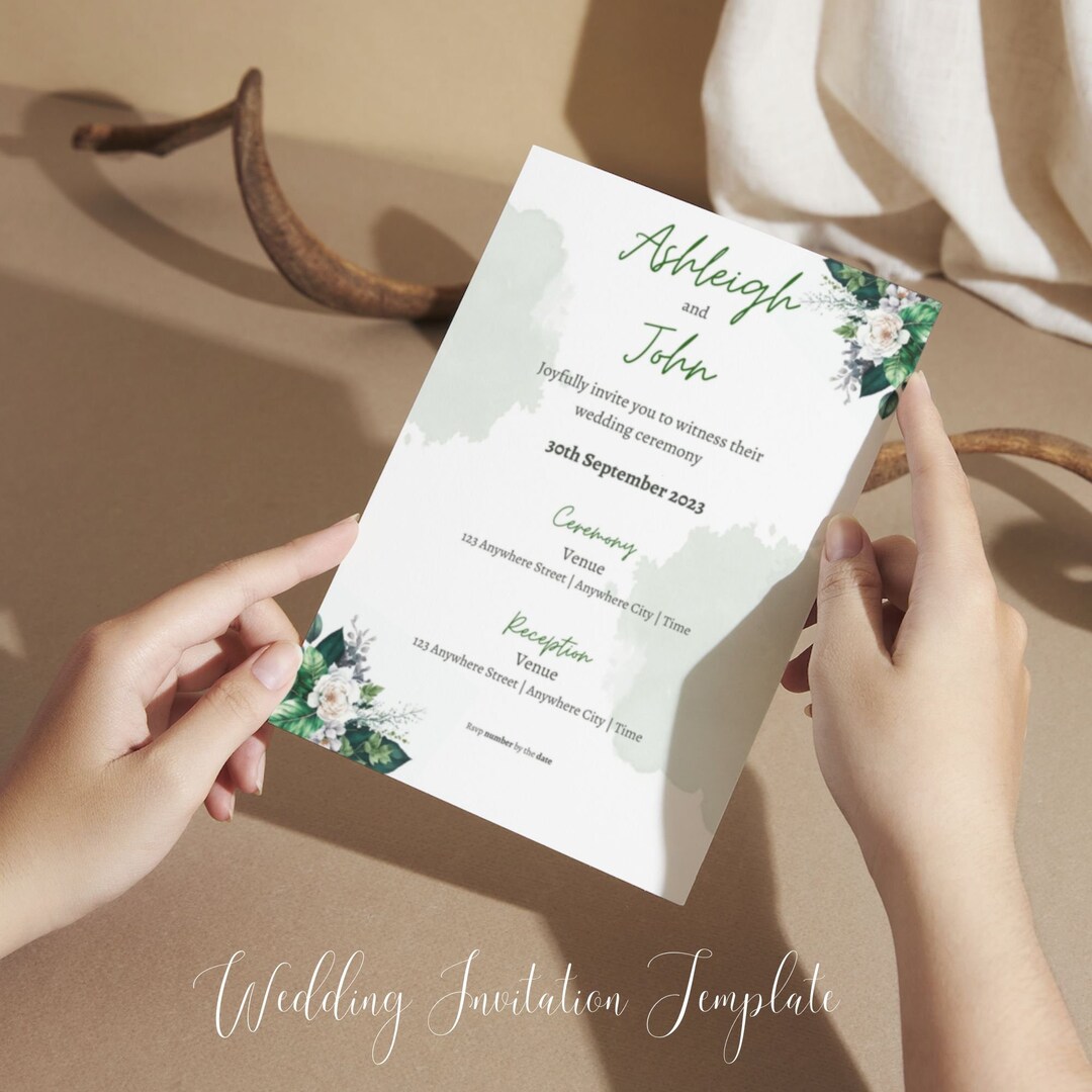 Enchanting Emerald & Sage Green Wedding Invitation - Etsy