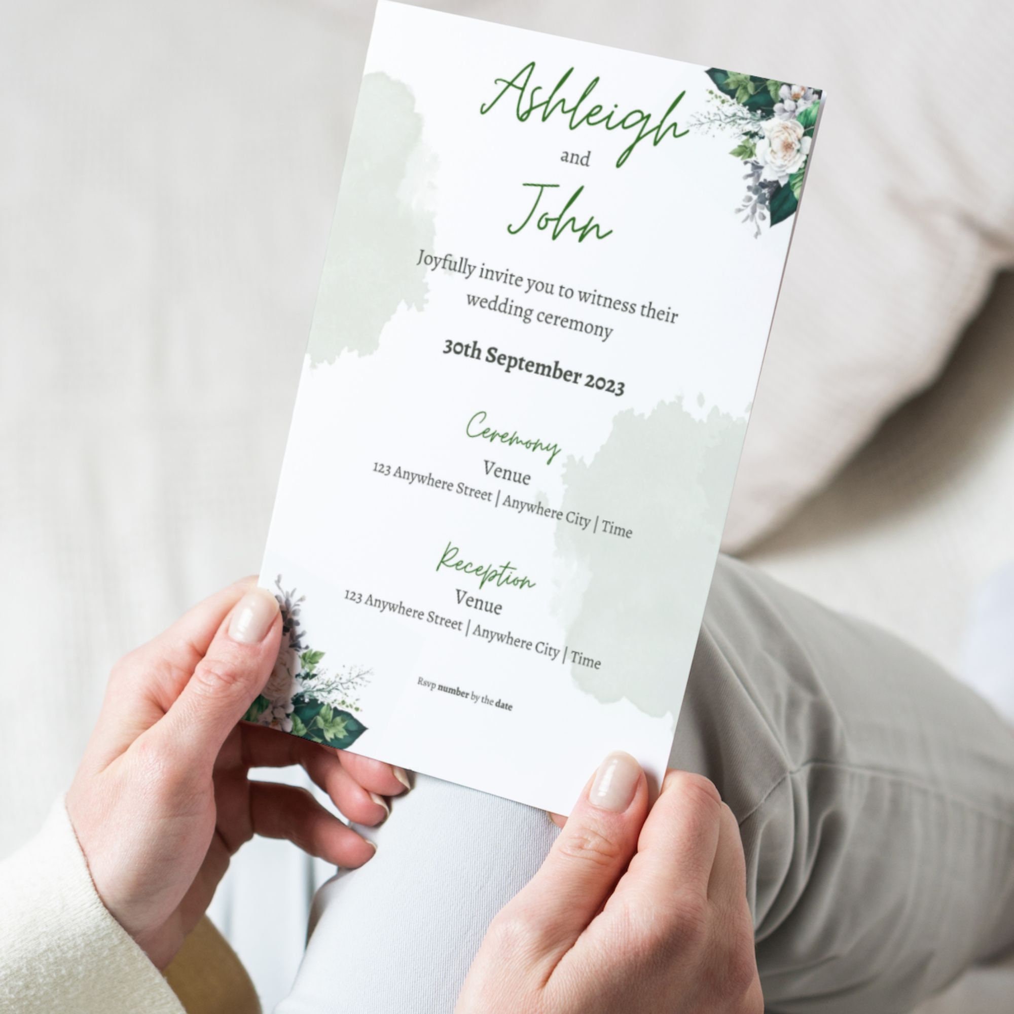 Enchanting Emerald & Sage Green Wedding Invitation - Etsy