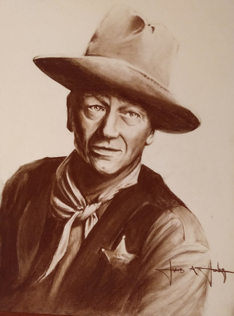 John Wayne Drawing - Etsy