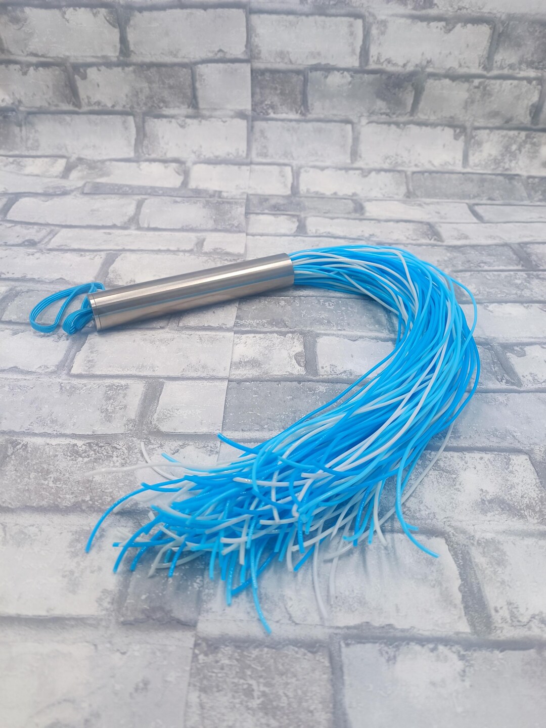 Scoubidou Flogger Stainless Steel Handle 20CM 54CM Length Blue & White ...