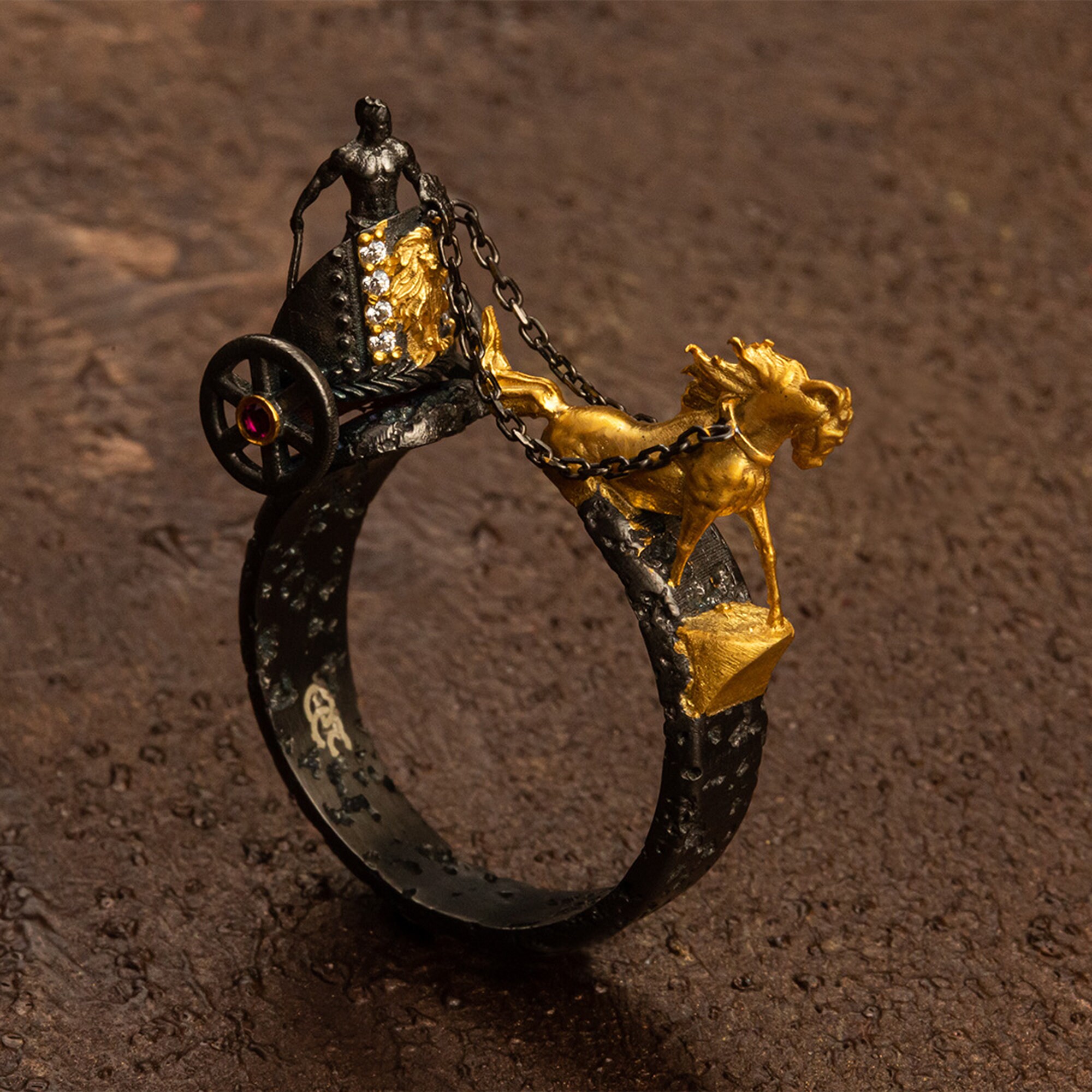 Diamond ANTIQUE HORSE and GLADIATOR Byzantine Jewelry With Silver ...