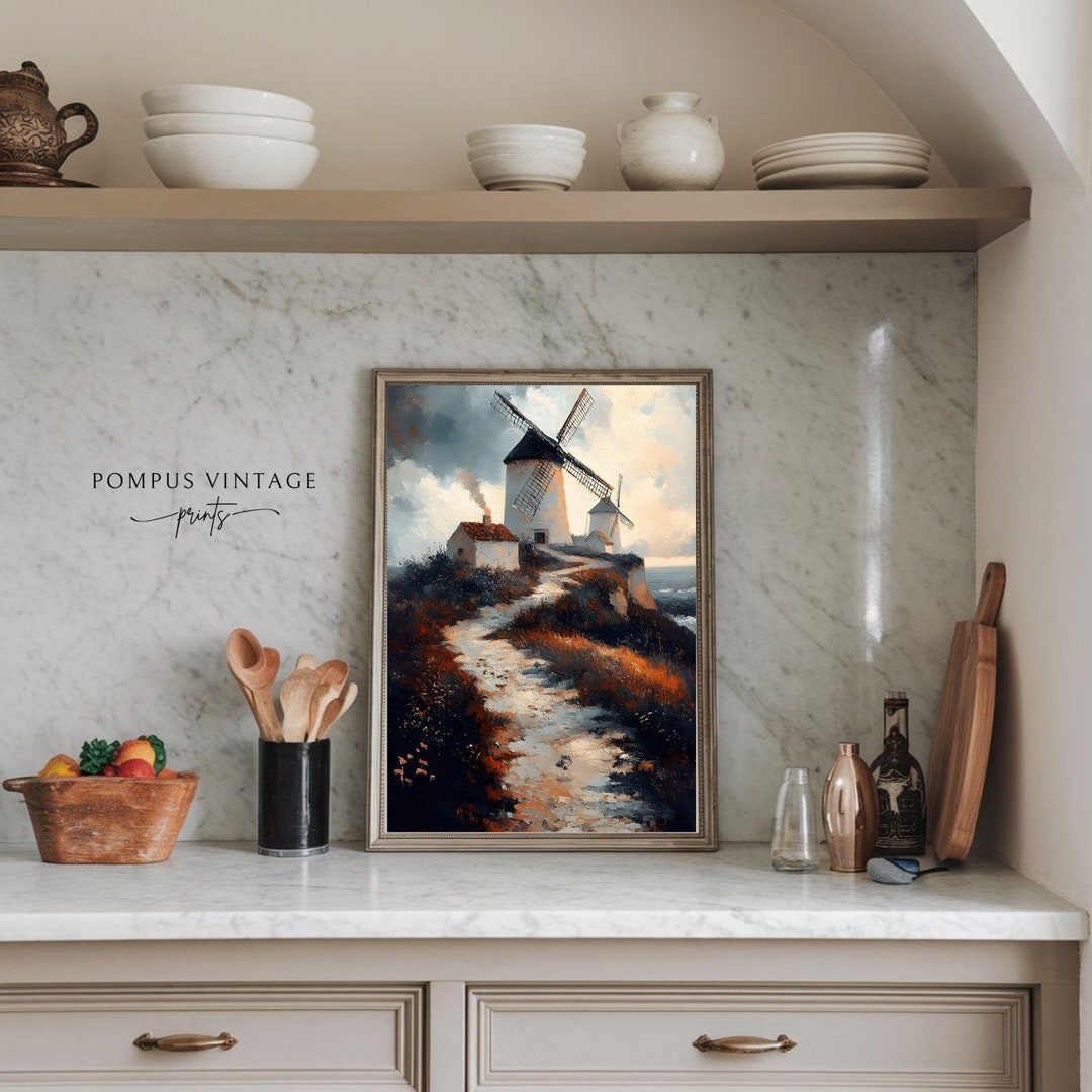 Vintage Windswept Autumn Mill, Printable Wall Art Decor, Antique ...