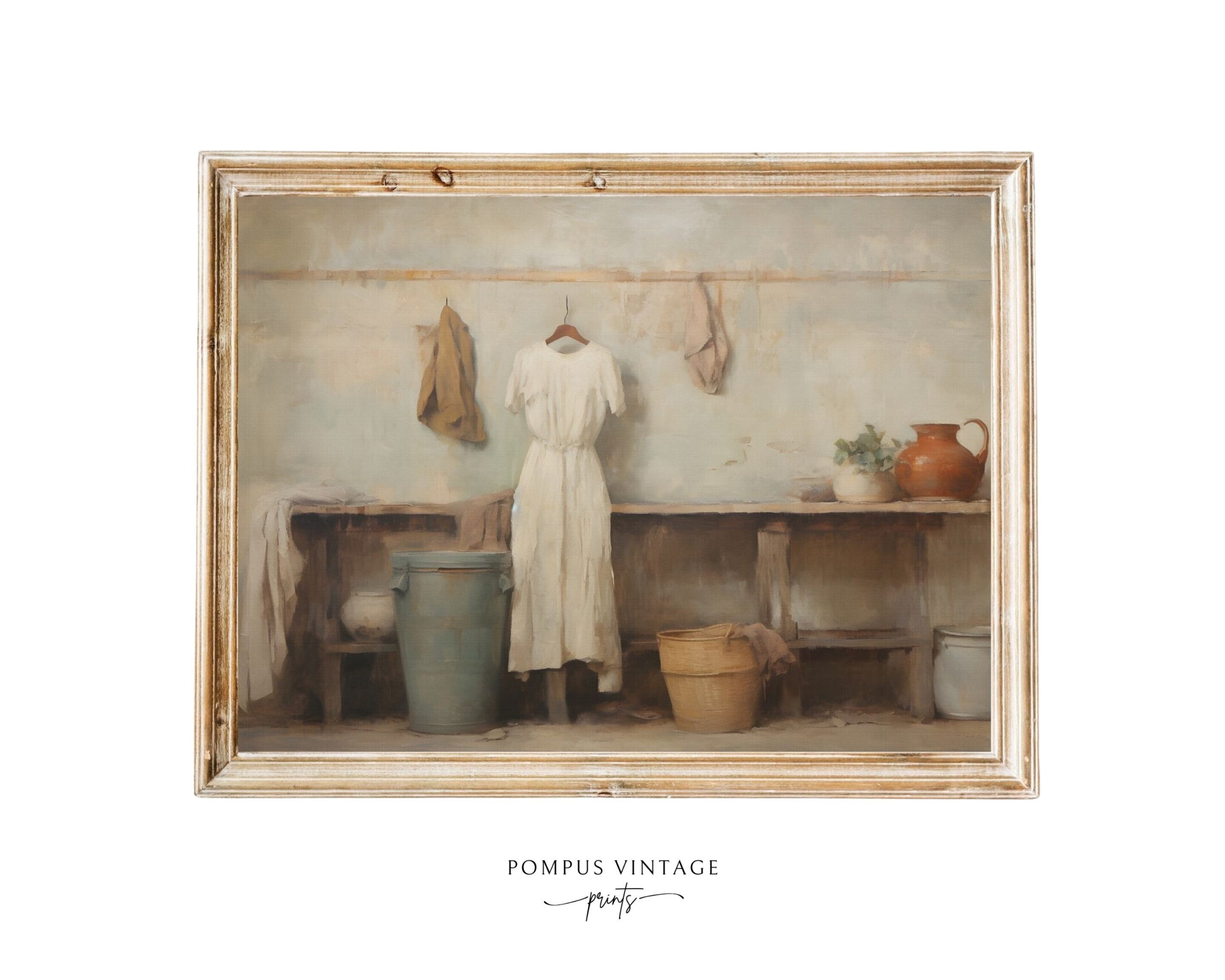 Vintage Laundry Art Print Laundry Oil Painting Print Laundry Art ...