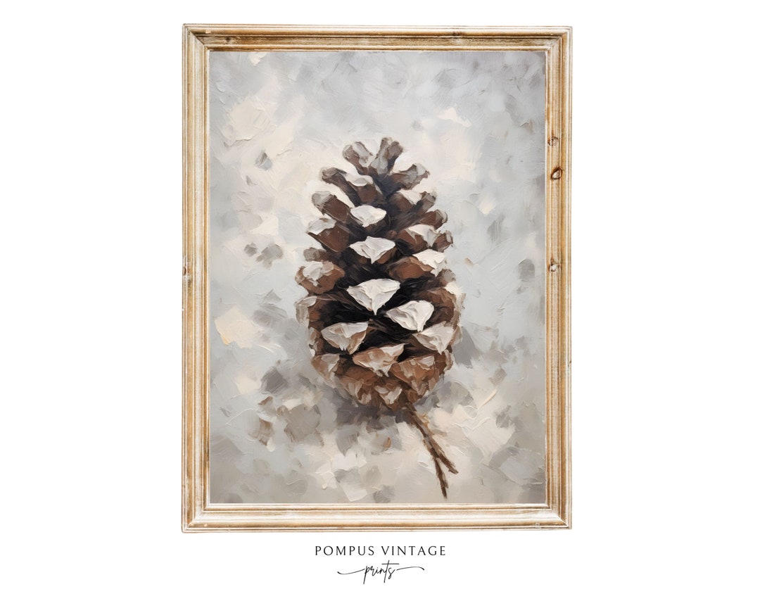 Pine Cone Art Christmas Painting DIGITAL Art Rustic Landscape ...