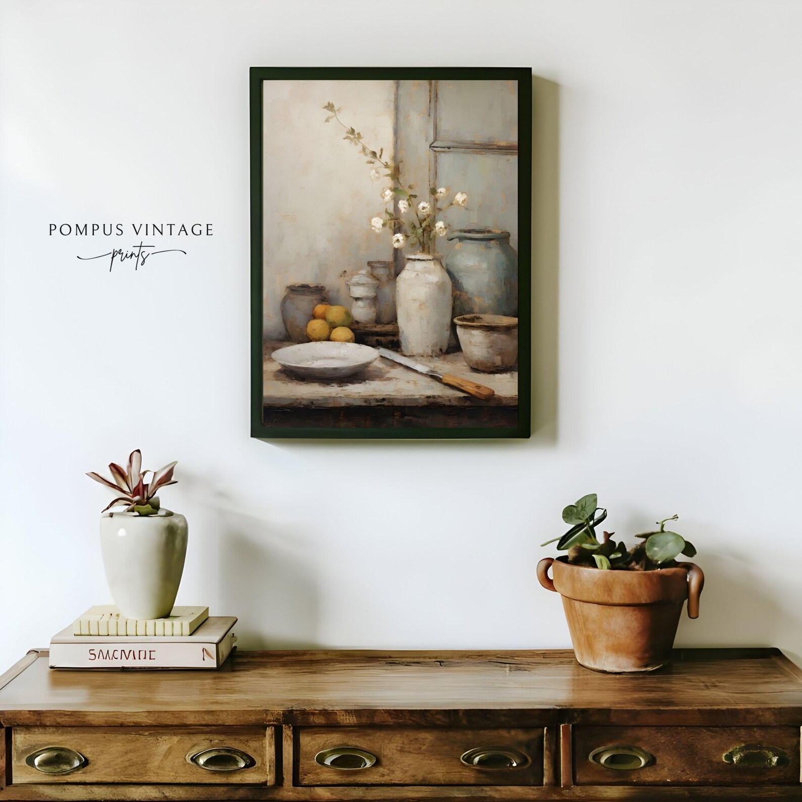 Vintage Oil Painting Kitchen Wall Art Print - Farmhouse Kitchen Still ...