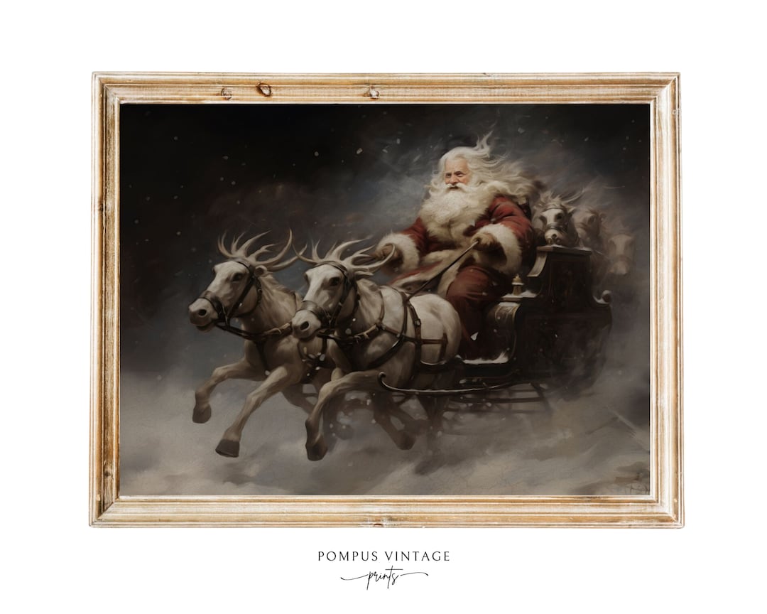 Santa PRINTABLE Wall Art Vintage Santa Print Santa Artwork Christmas ...