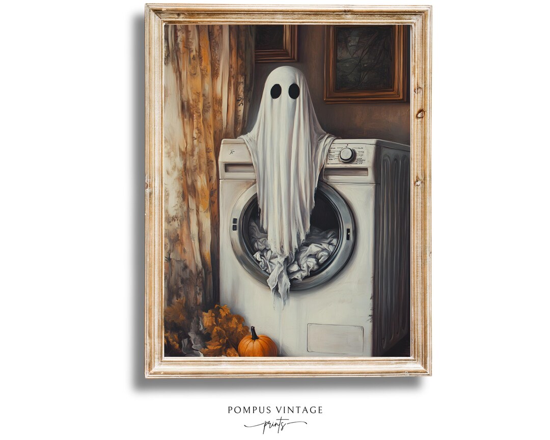 Whimsical Ghost Laundry Wall Art Print - Vintage Laundry Painting ...