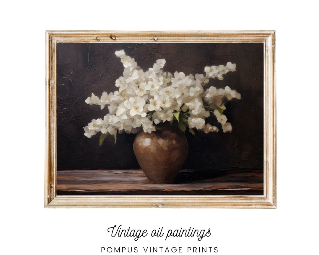 Vintage Oil Painting Vase Flowers in Vase Art Print DIGITAL DOWNLOAD ...