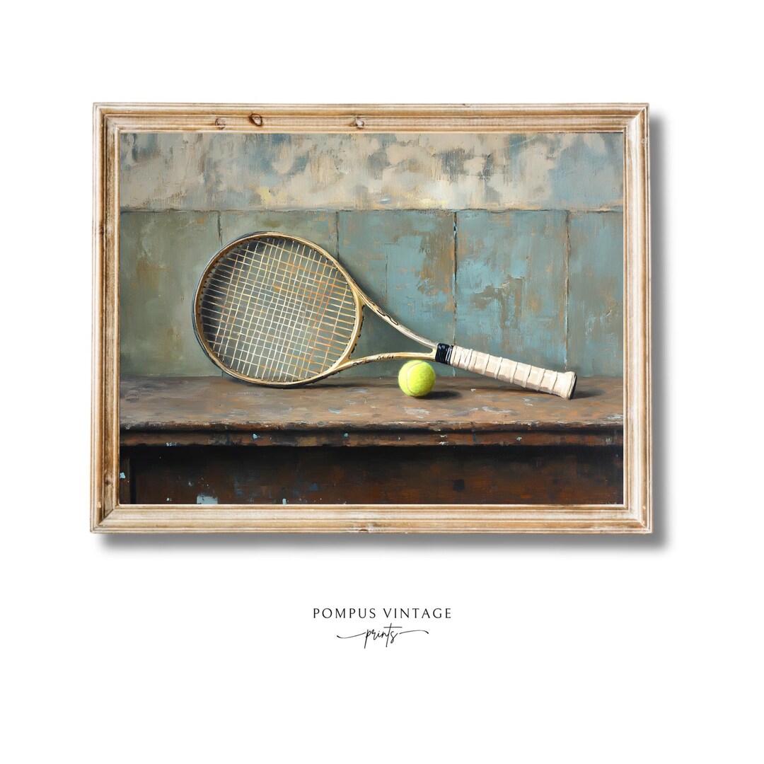 Vintage Tennis Art Print, Antique Sports Painting, Digital Downloadable ...