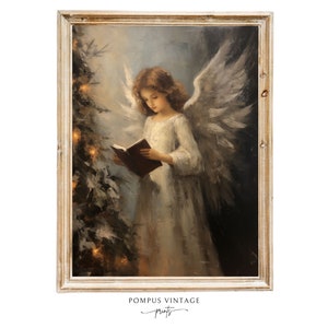 Vintage Angel Wall Art Vintage Angel Painting Christmas Angel Print ...