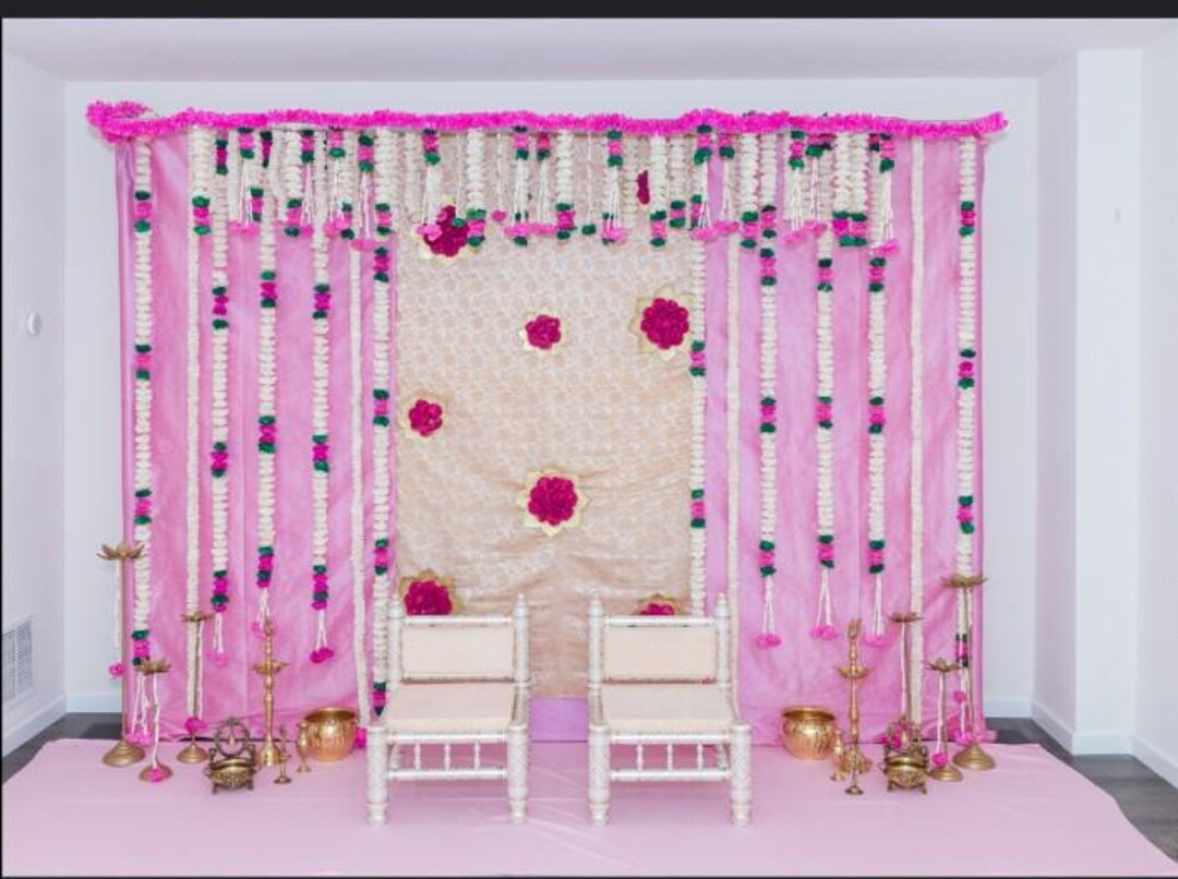 Pink Fabric Garlands Backdrop Set for Housewarming Decor /wedding ...