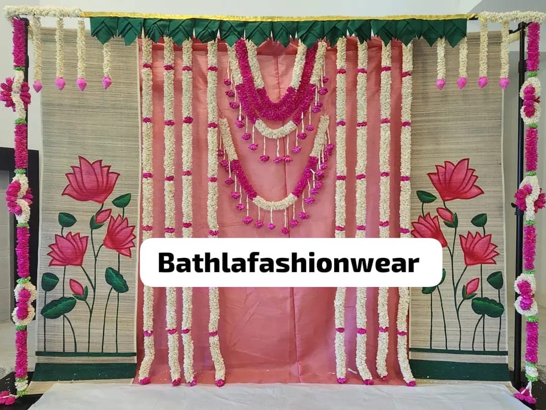 Garlands Pink Backdrop Cloth Set for Housewarming Decor Function 88 ...