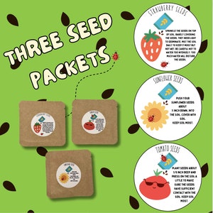 Kids Gardening Set W/ 2 Garden Tools, Watering Can, 3 Different Seeds ...