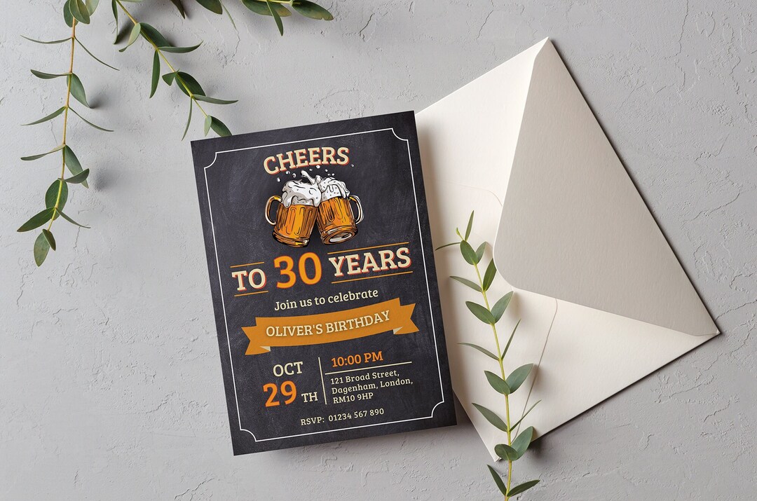 Personalised Birthday Invitations Pub Chalk Board Beers - Etsy