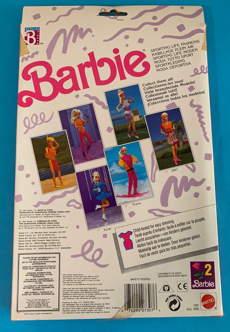Mattel Barbie 1992 Sporting Life #7307 Fashion Pack W/skateboard NEW ...
