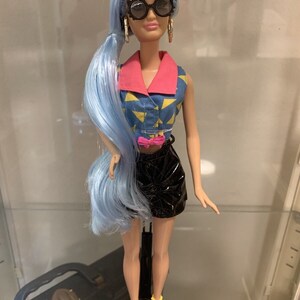 Mattel Barbie Extra Fashion Wheel Doll Skipper Face/ Blue Hair restyled ...
