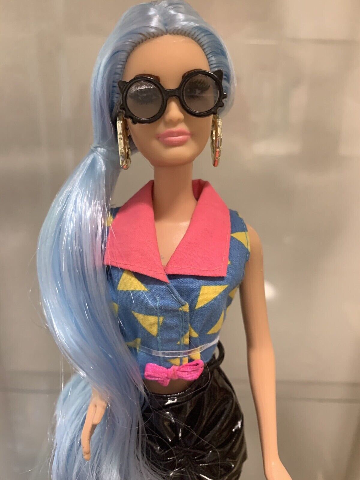 Mattel Barbie Extra Fashion Wheel Doll Skipper Face/ Blue Hair restyled ...