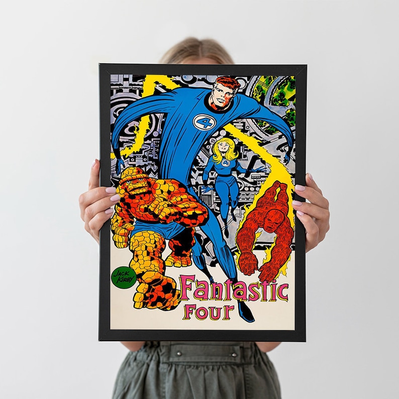 Fantastic Four Jack Kirby Poster the Thing Human Torch Invisible Woman ...