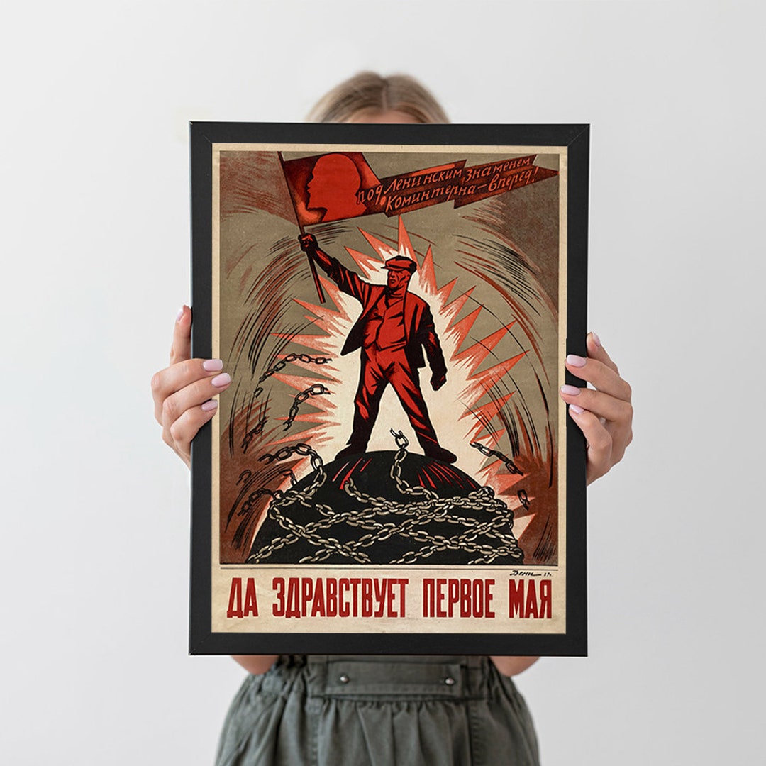 Soviet Union Propaganda Long Live the First of May Poster, Home Decor ...