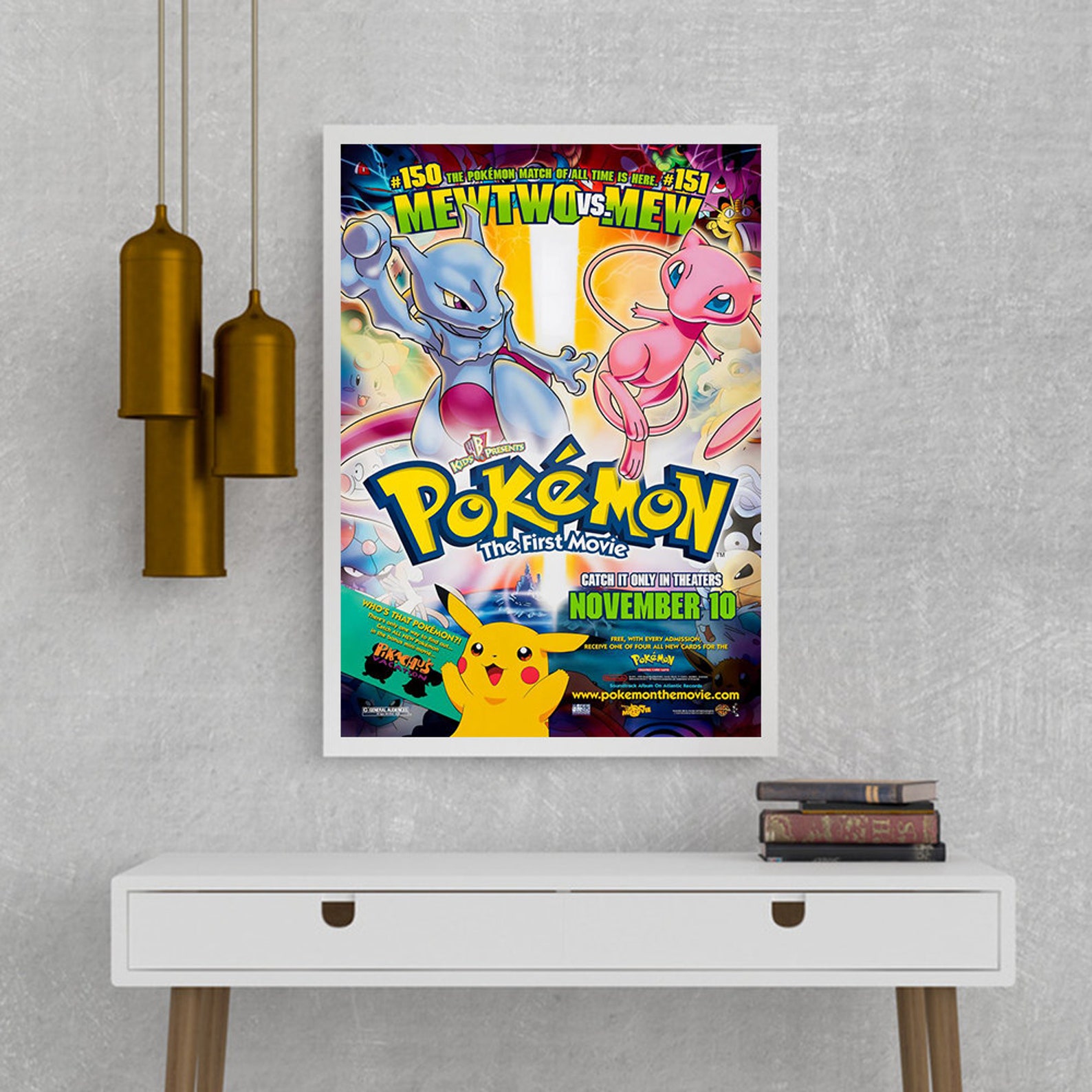 Pokemon the First Movie Poster Mewtwo Mew Ash Pikachu, A4 A3 A2 A1 ...