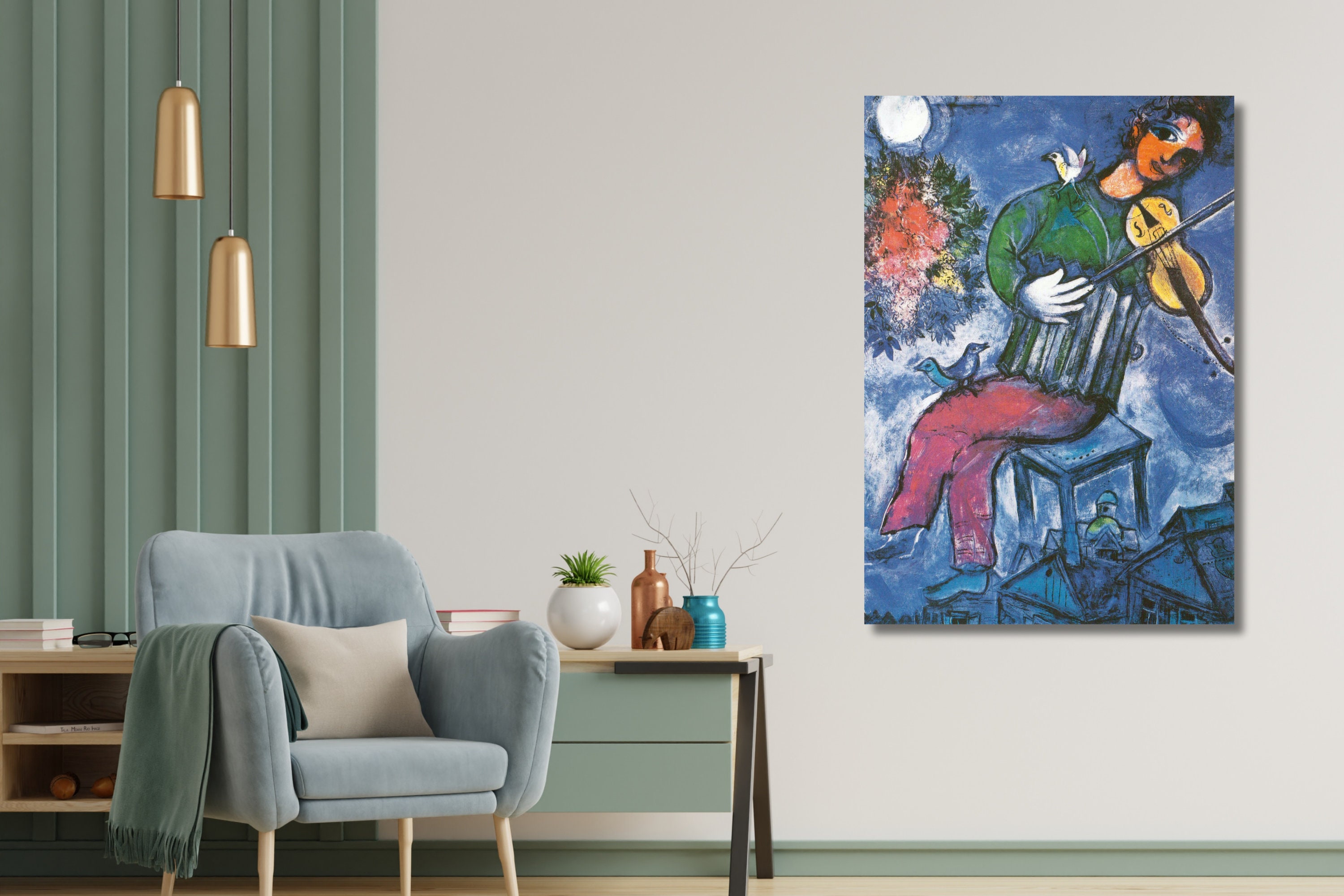 Marc Chagall 'blue Violinist' Canvas Art Print: Home Decor - Etsy