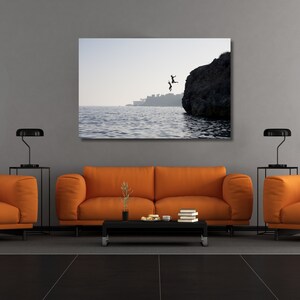 Cliff Diving Adventure Lifestyle Beach Framed, Minimalist Ocean Print ...