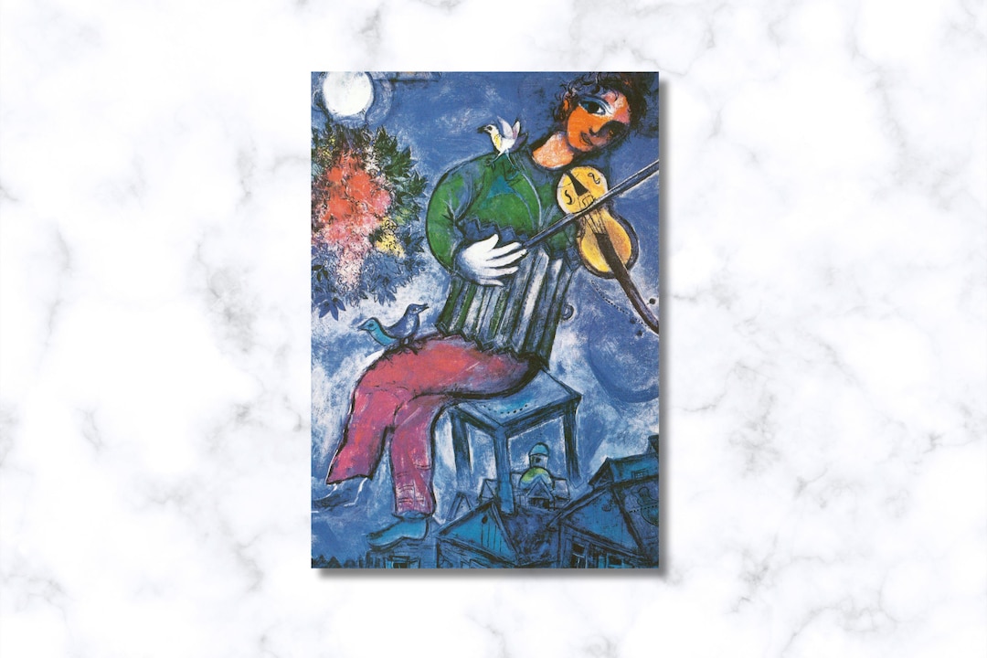 Marc Chagall 'blue Violinist' Canvas Art Print: Home Decor - Etsy
