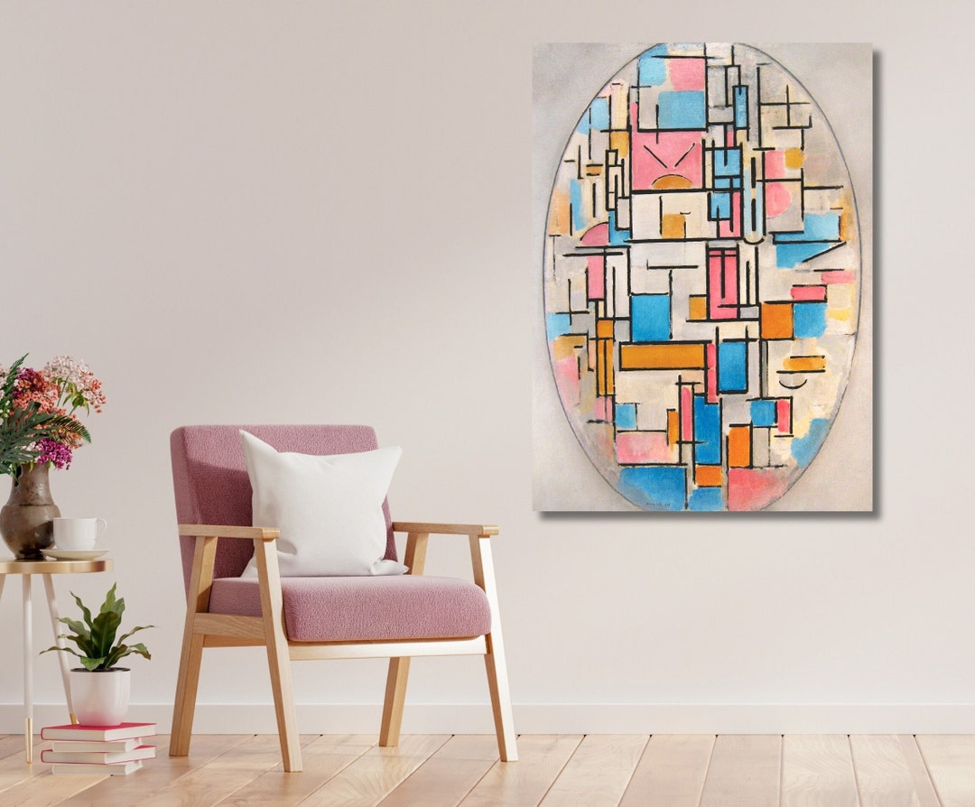 Composition With Oval in Color Planes II by Piet Mondrian, Canvas Wall ...